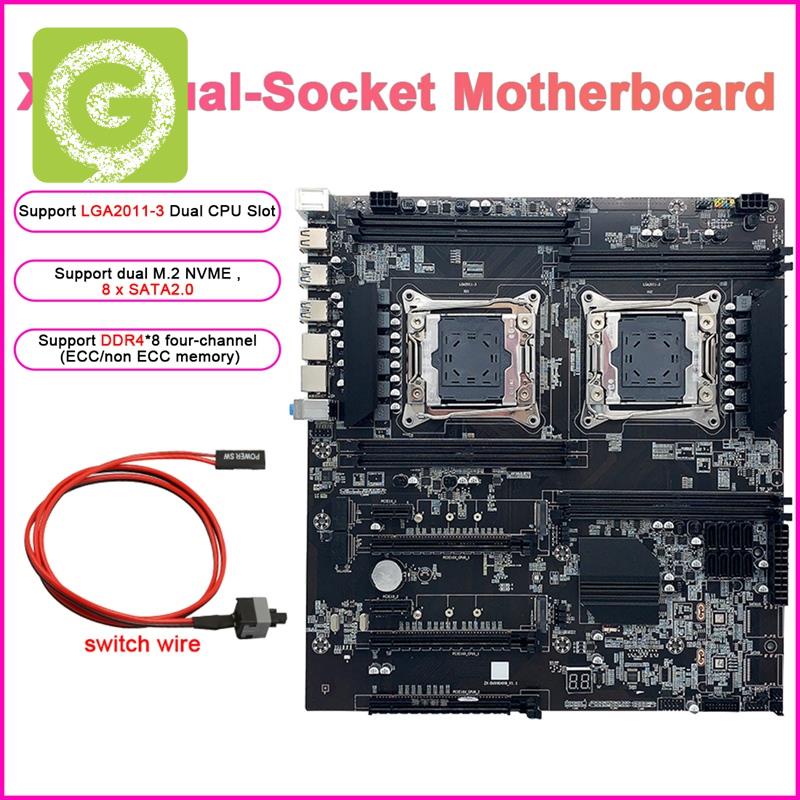 เมนบอร์ด X99 Dual-Socket Mining พร้อมสายเคเบิลสวิตช์ LGA2011-3 Dual CPU ...
