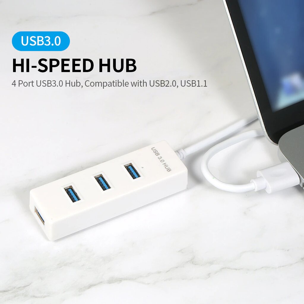 (894) NAVA IT USB HUB 3.0 High Speed 4 Port สีขาว 30cm ฮับขยาย USB แล็ปท็อป PC ประกัน 1 ปี ...