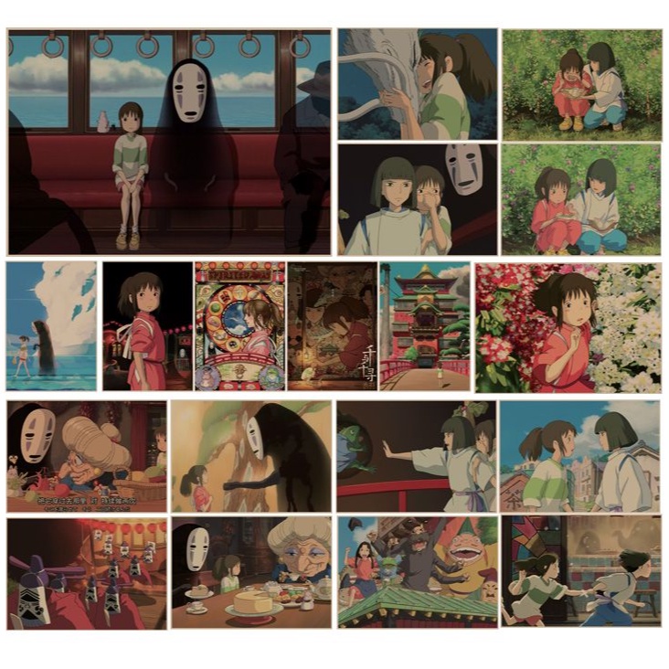 Hayao Miyazaki โปสเตอร์ Spirited Away Faceless Man อะนิเมะภาพยนตร์ ...
