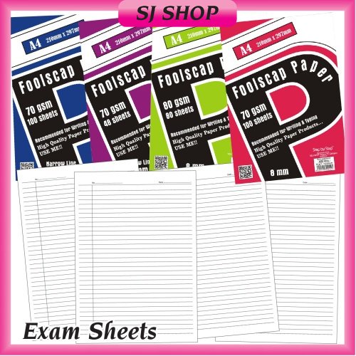 แผ่นสอบ A4 70gsm 80gsm Foolscalp Paper Kajang Paper | Shopee Thailand