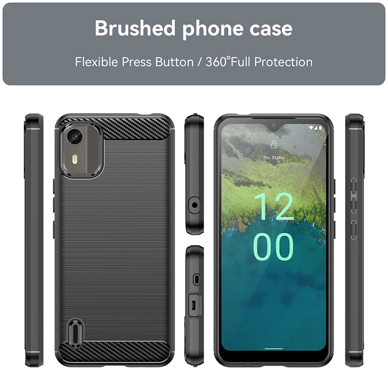 สําหรับ Nokia C12 C22 C32 Ultra Slim Brushed Texture กันกระแทก Soft TPU Case Cover | Shopee Thailand