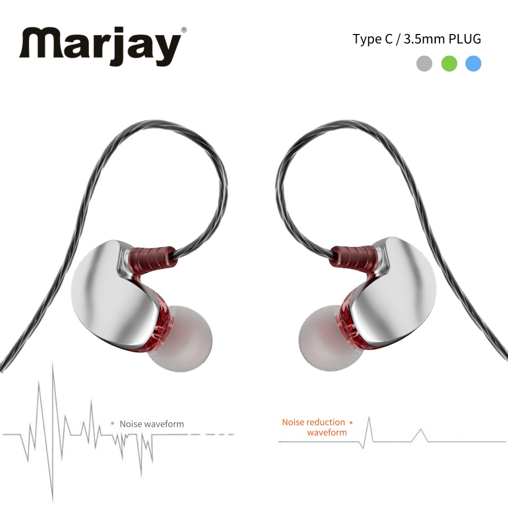 Marjay หูฟัง Type-C 3.5 มม. ตัดเสียงรบกวน สําหรับออกกําลังกาย เล่นเกม E ...