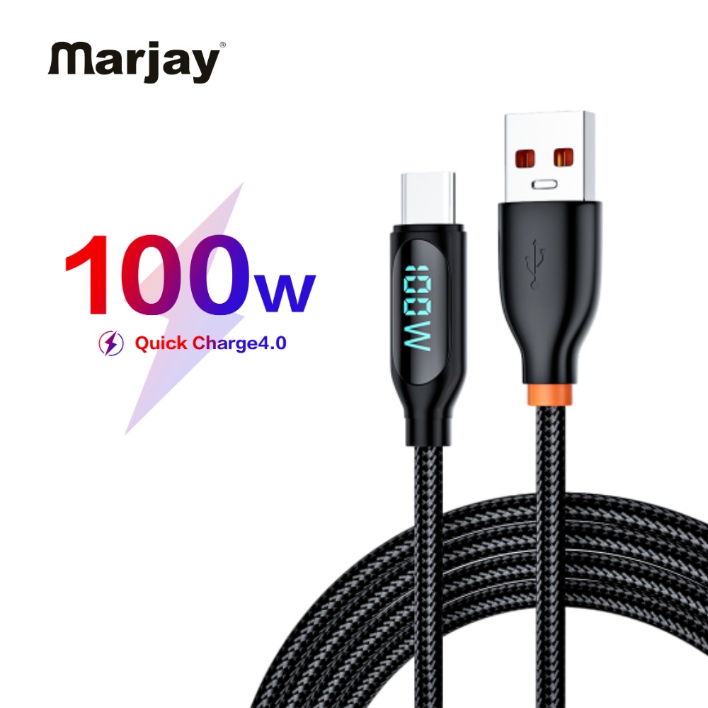 Marjay 100W QC4.0 สายชาร์จเร็ว จอแสดงผลดิจิตอล USB เป็น Type-C | Shopee ...