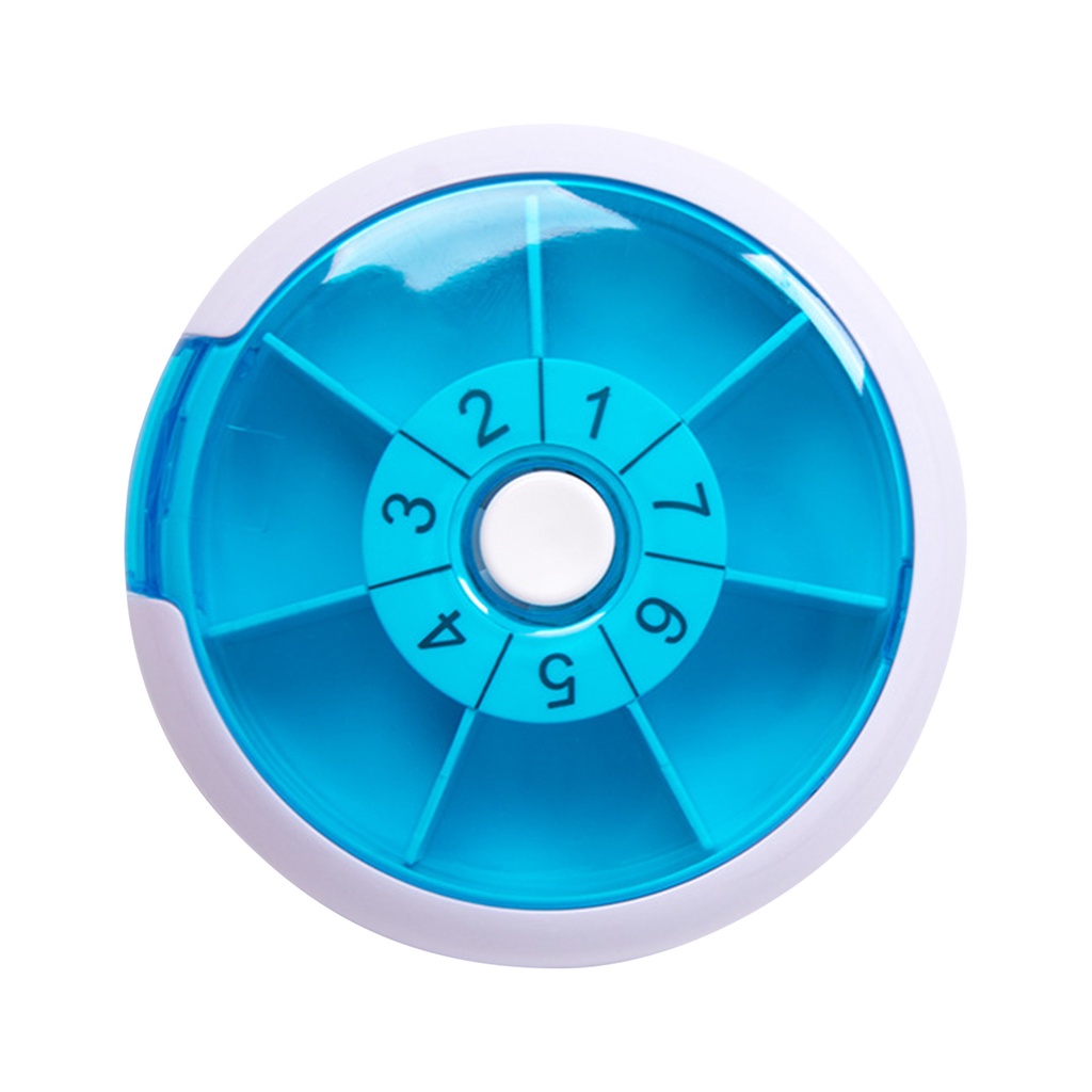 Round Dispenser Blue Rotary Weekly Multiple Compartments Medication ...