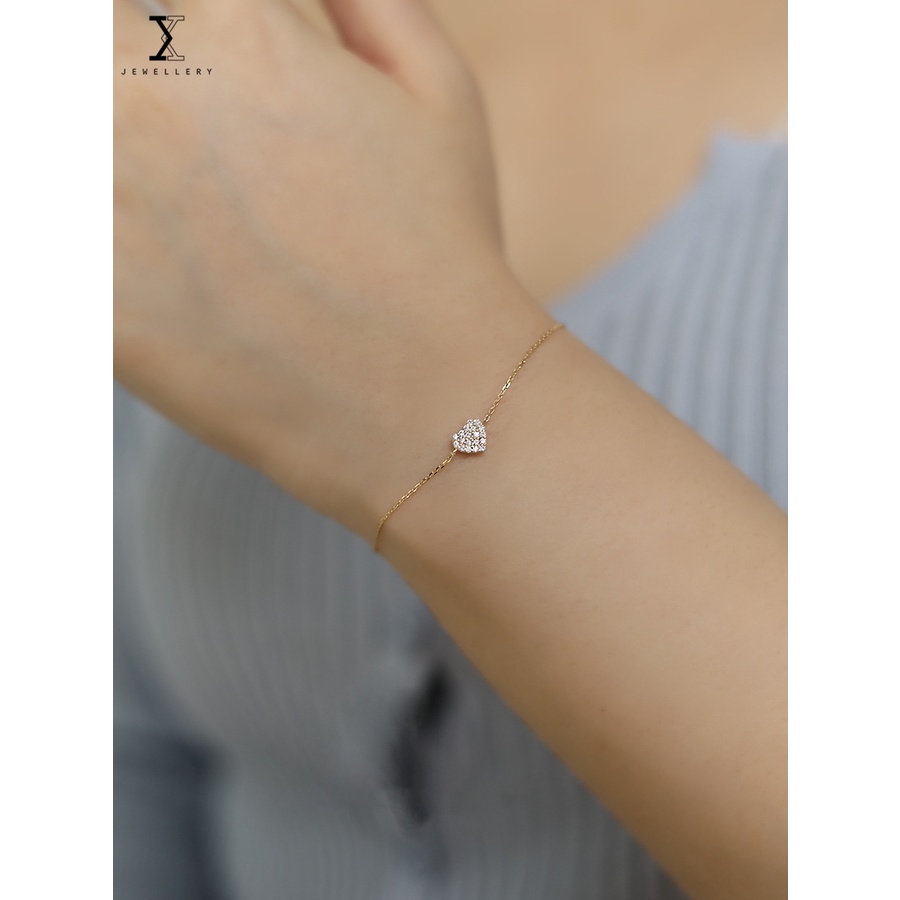 สร้อยข้อมือเงินแท้ เกรด S925 100% ชุบทอง ประดับเพทาย รูปหัวใจ สามารถปรับได้ เข้ากับทุกการแต่งกาย ...