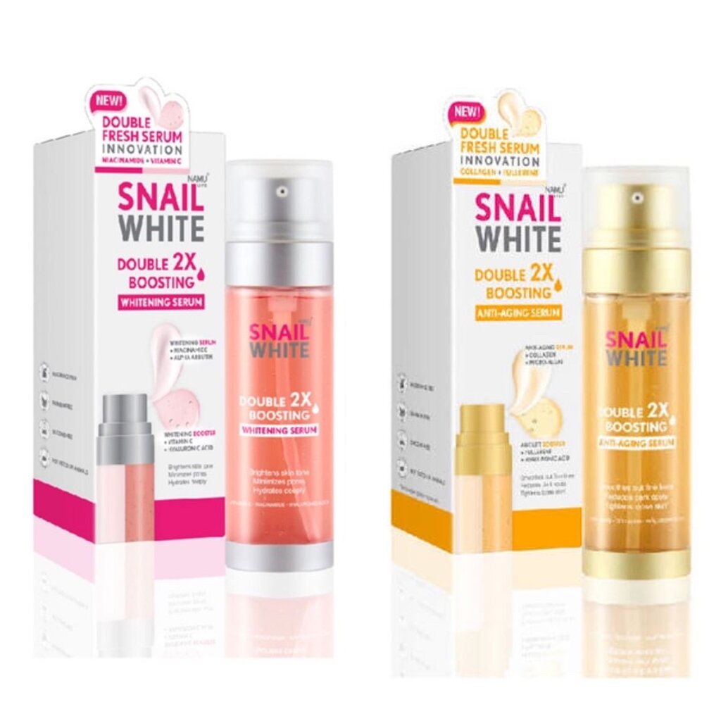 Snail White Double Boosting Serum 2 เซรั่มในขวดเดียว 40ml + 40 ml เซรั่มสเนลไวท์ | Shopee Thailand