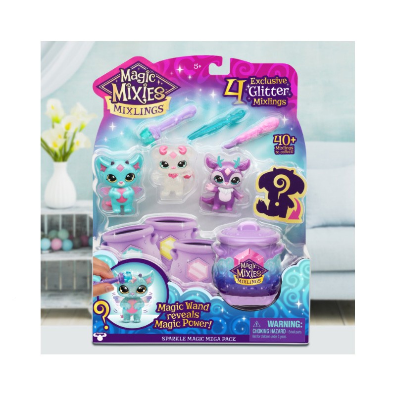 Magic Mixies Mixlings Sparkle Magic Mega 4 Pack, Magic Wand Reveals ...