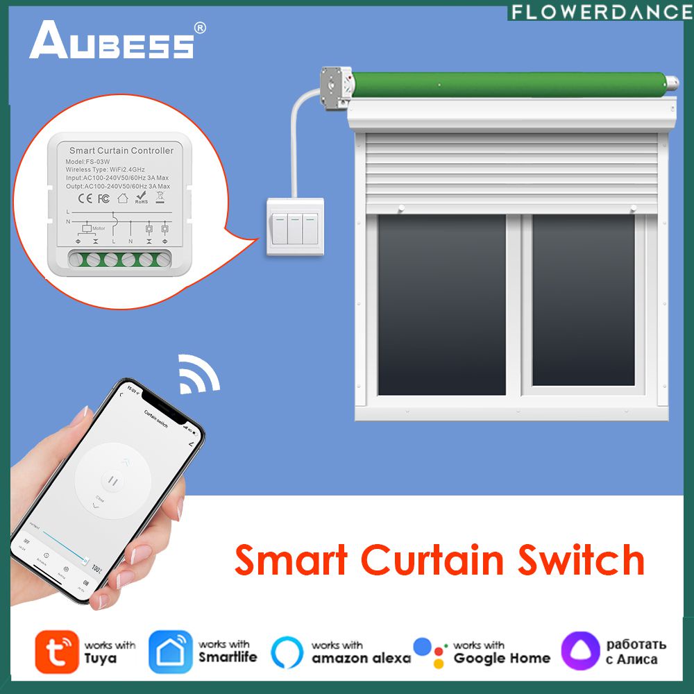 สวิตช์ม่านอัจฉริยะ Tuya Wifi สำหรับประตูม้วนมอเตอร์ตาบอดชัตเตอร์ ฟังก ...