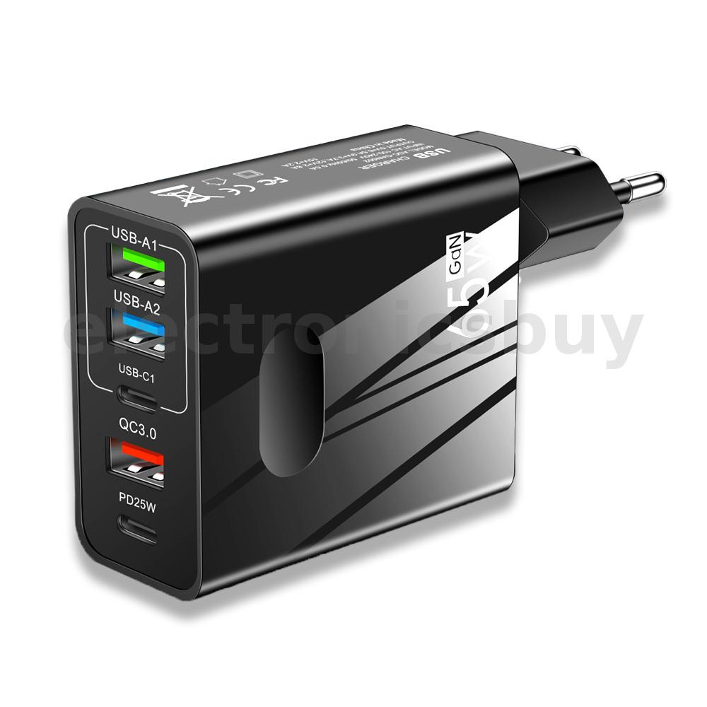 [GaN Tech] อะแดปเตอร์ชาร์จ USB PD 65W 5 พอร์ต 3USB+2PD ปลั๊ก EU ปลั๊ก US UK | Shopee Thailand