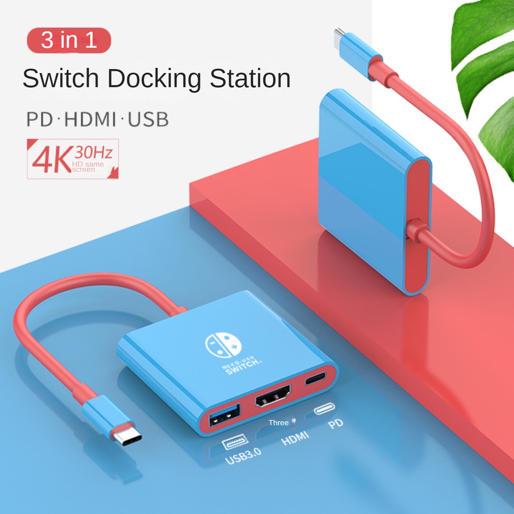 อะแดปเตอร์ฮับ Typec เป็น HDMI 3in1 USB C Type C สําหรับ Nintendo Switch OLED Dock TV 4K USB3.0 ...
