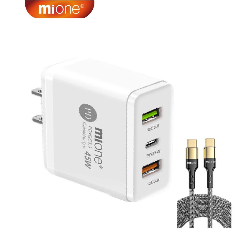 Mione อะแดปเตอร์ชาร์จเร็ว 45W Type C USB C 45W QC3.0 4 พอร์ต 20W Type C ...
