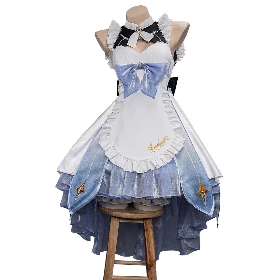 Uwowo Game Genshin Impact Fanart Lumine Maid Ver เครื่องแต่งกายคอสเพลย์ ...