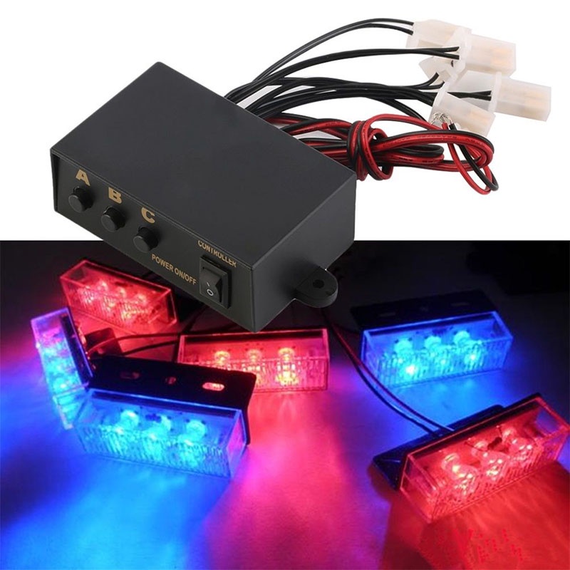12v 6 Way LED Strobe Flash Light โคมไฟฉุกเฉินกระพริบกล่องควบคุม M9 ...