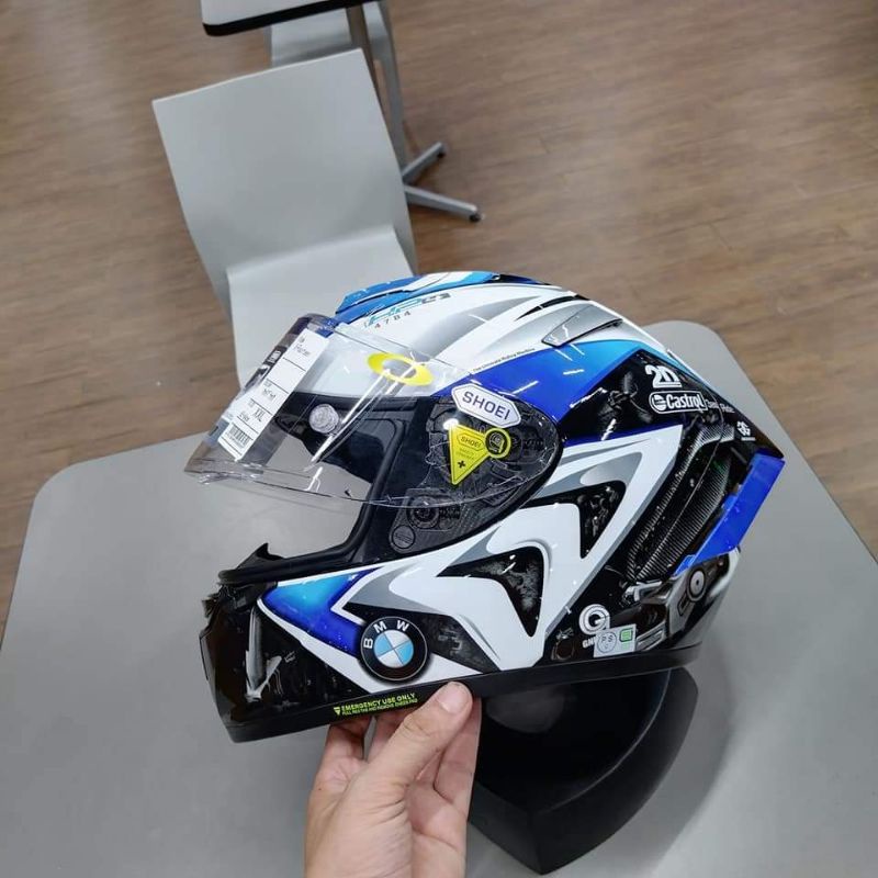 หมวกกันน็อคลาย BMW S1000RR shoei x14หมวกกันน็อคสีน้ำเงินขาว BMW S1000RRหมวกกันน็อคสำหรับรถ ...