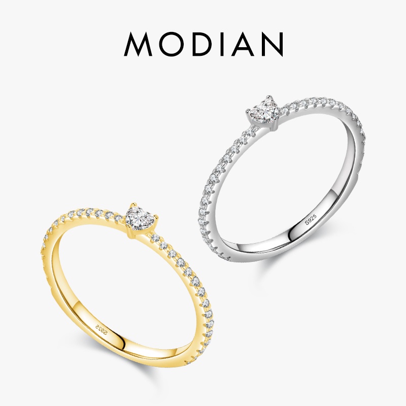 Modian แหวนเงินแท้ 100% 925 รูปหัวใจ คุณภาพสูง สําหรับผู้หญิง งานแต่งงาน | Shopee Thailand