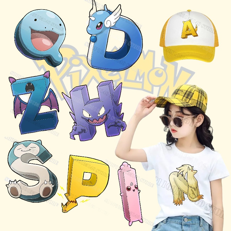 Pokemon Pikachu Pokemon Letter Ironed เสื้อผ้าประมาณ 8 ซม.DIY แพทช์ความ ...