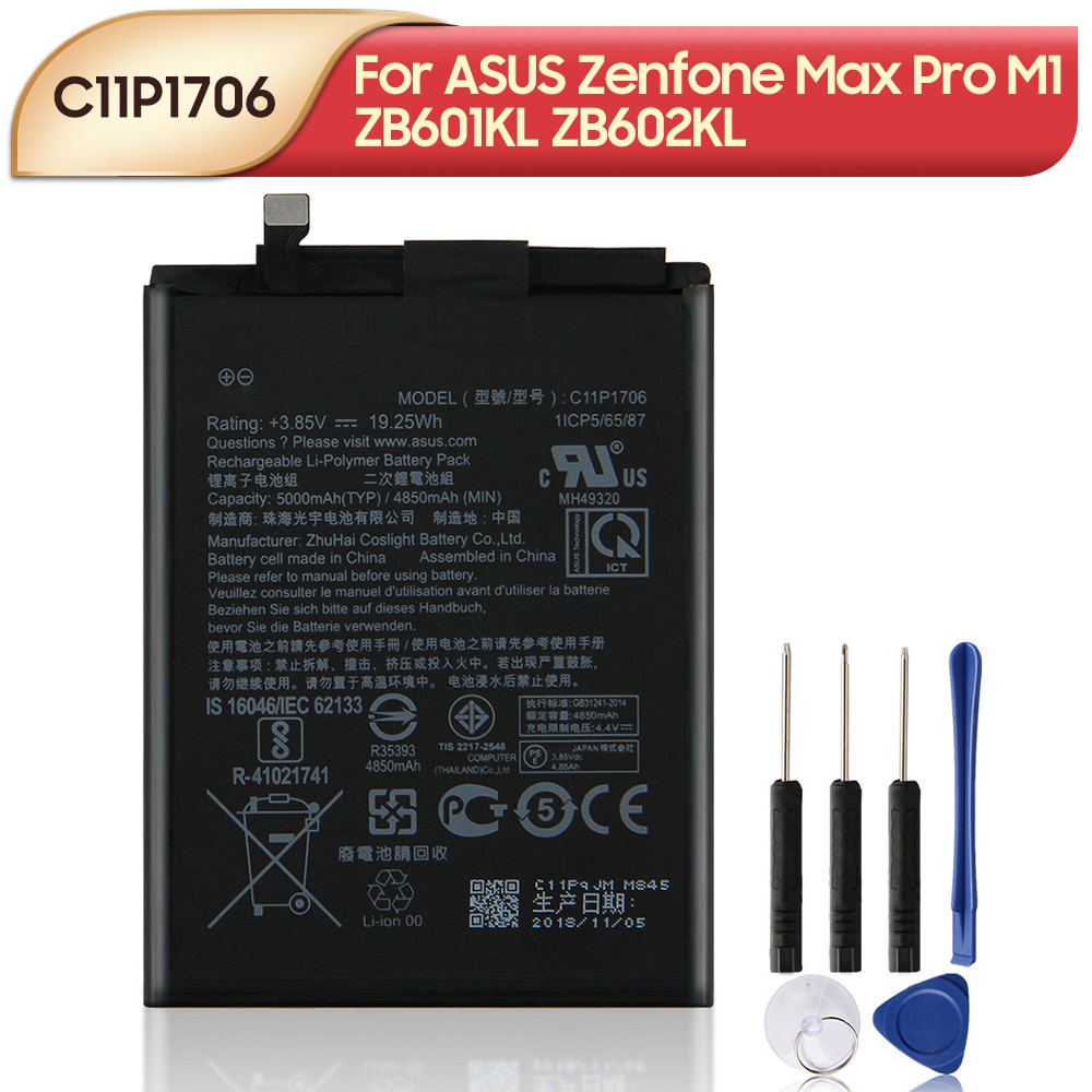 แบตเตอรี่ทดแทน C11P1706สำหรับ ASUS Zenfone Max Pro M1 6.0นิ้ว ZB601KL ...
