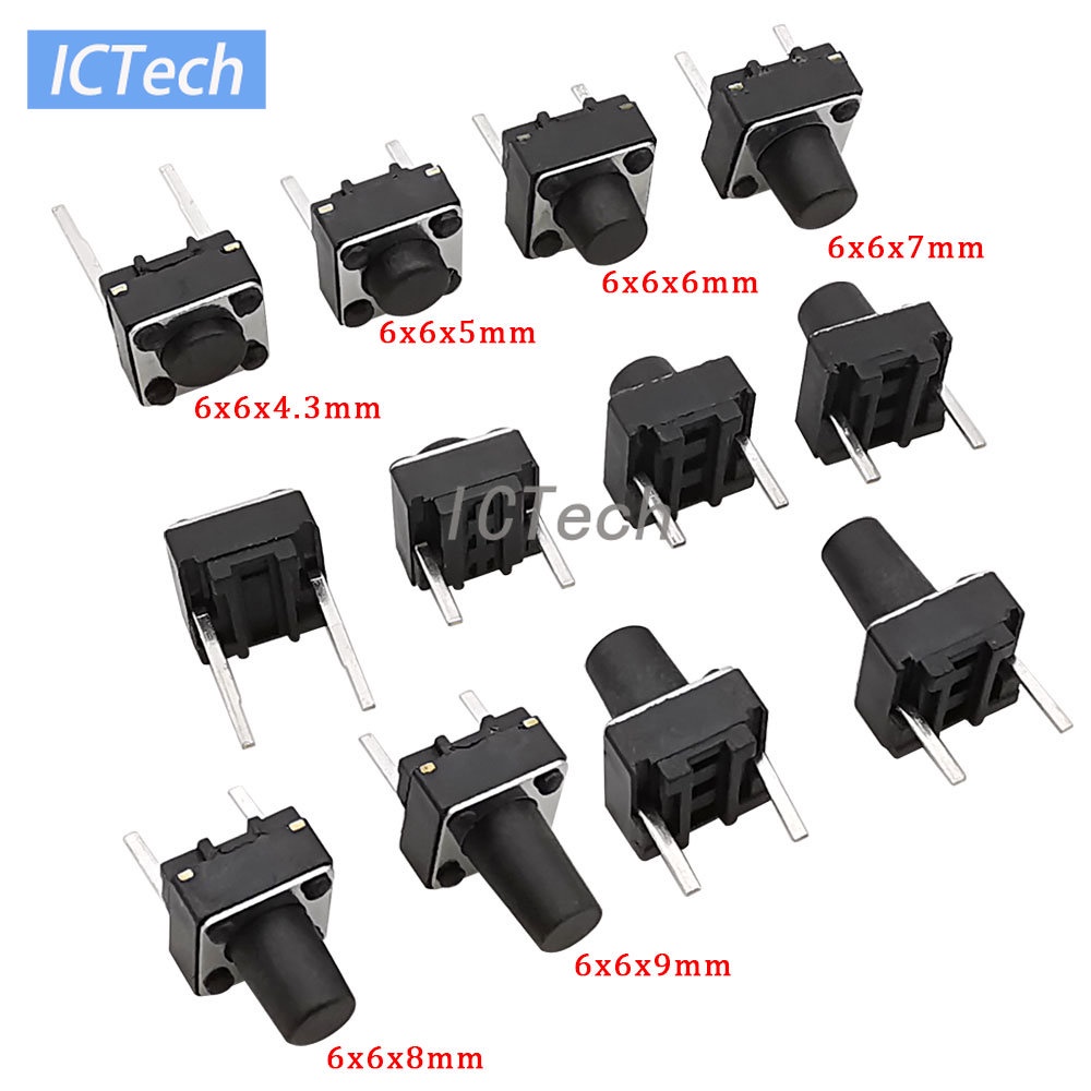 สวิตช์สัมผัสชั่วขณะ 2Pin DIP 6x64.3 5 6 7 8 9 10 มม. 6*6*4.3 มม. 5 มม. ...