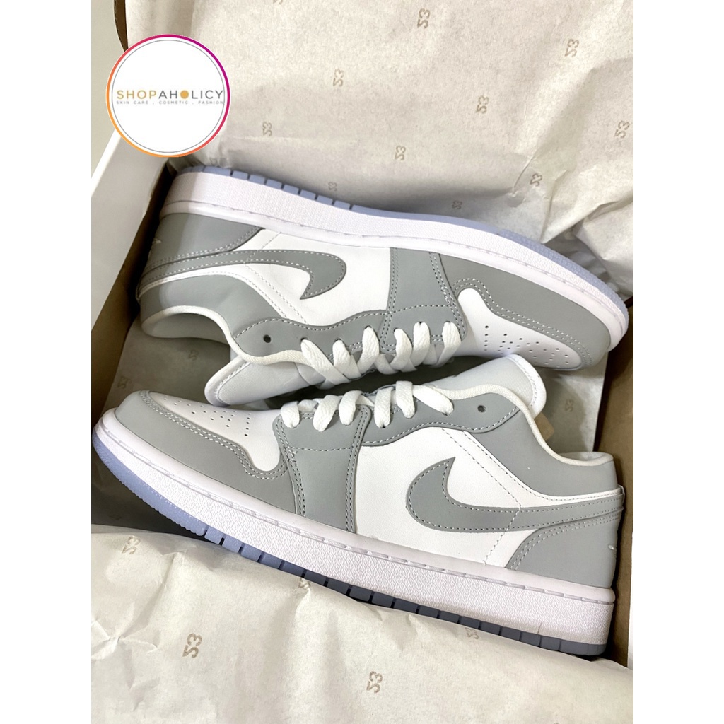Nike Air Jordan 1 Low Gray White AJ1 รองเท้าผ้าใบ ข้อสั้น DC0774-105 ...