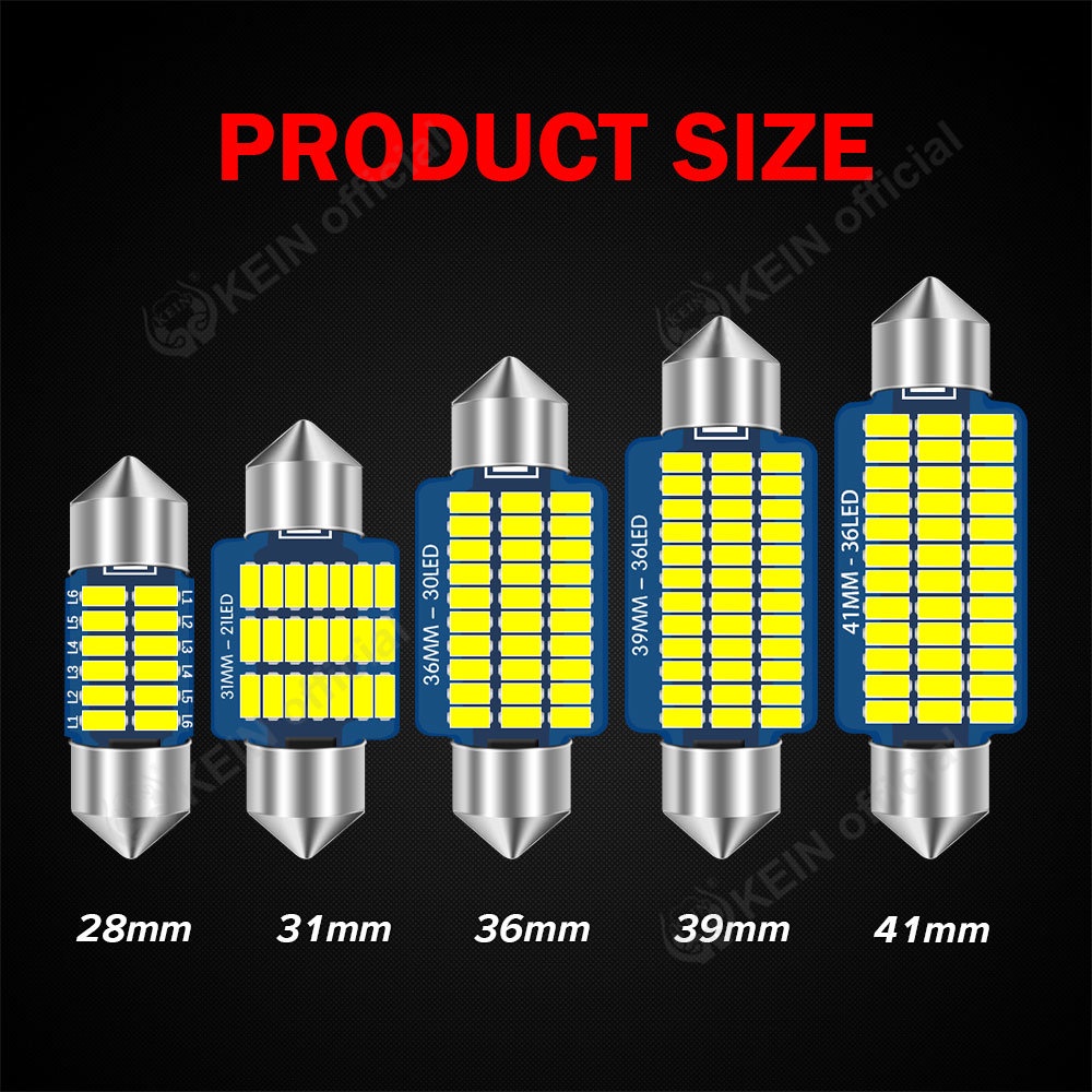 Kein 2PCS T10 หลอดไฟ Led W5W Festoon 31 มม.36 มม.39 มม.41 มม.C3W C5W รถภายในแผงโดมหลอดไฟป้าย ...