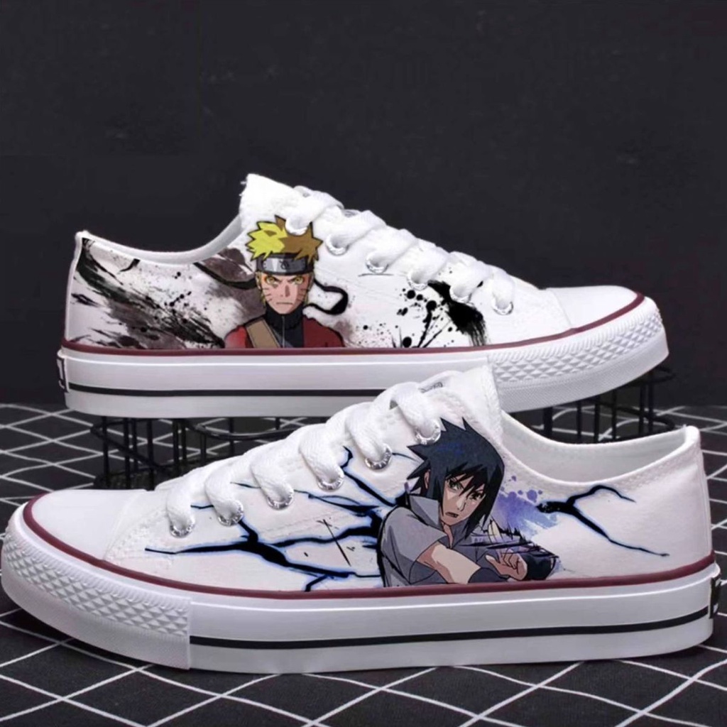 รองเท้าผ้าใบลําลอง ข้อสั้น ลายการ์ตูนนารูโตะ Sasuke Graffiti Kakashi ...