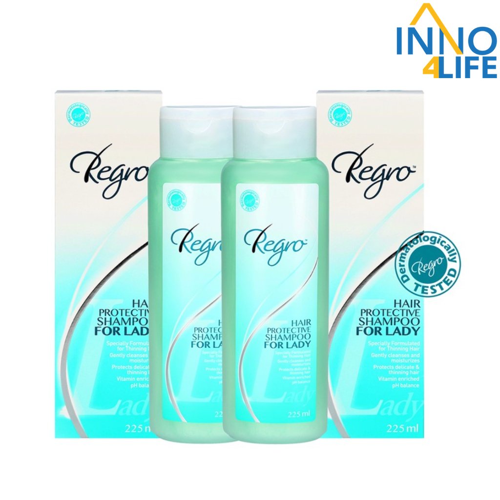 (แพค 2 ขวด) Regro Shampoo for Lady สำหรับผู้หญิง 225 ml. [inno ...