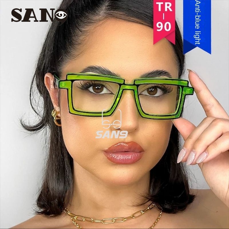 【เปลี่ยนเลนส์ได้】COD (San9) กรอบแว่นตา ทรงสี่เหลี่ยม ป้องกันแสงสีฟ้า TR90 | Shopee Thailand