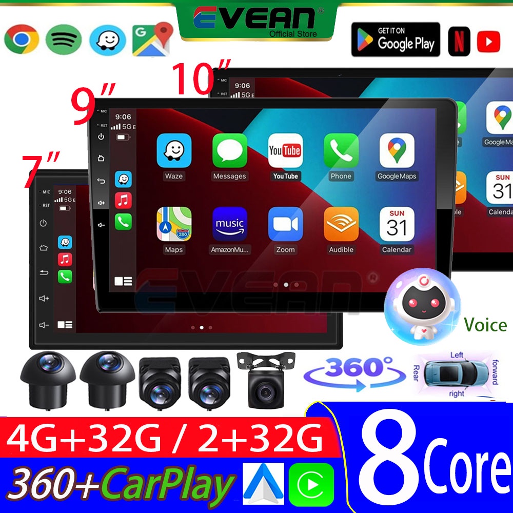 Evean [กล้อง 360 + 8 Core +Carplay] 4G + 32G 7 "9" 10 จอแอนดรอยด์ติด ...