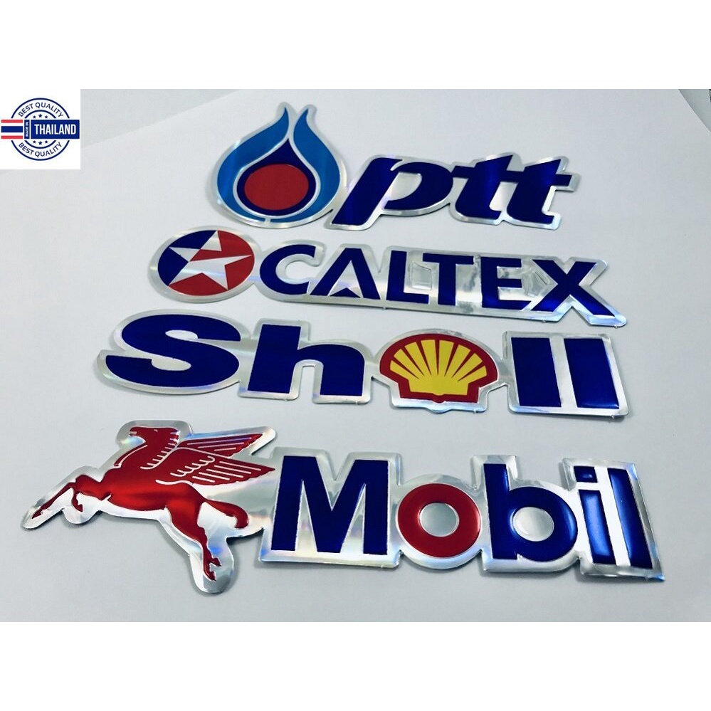 สติ๊กเกอร์ ปตท Ptt Shell Mobil Caltex สติกเกอร์ น้ำมัน รถแข่ง 4ชิ้น ...