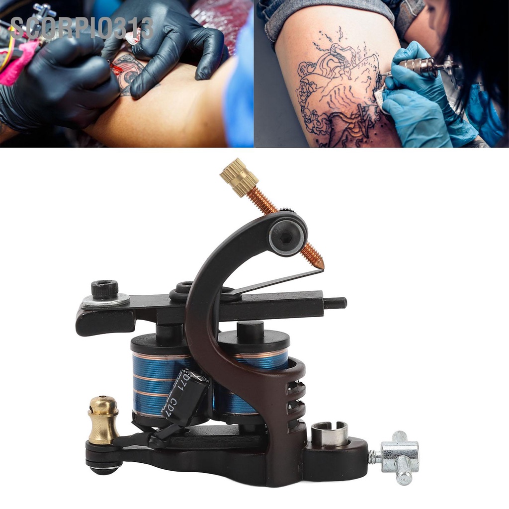 Scorpio313 10 Wraps Tattoo Coil Machine Strong Power Zinc Alloy Shader ...