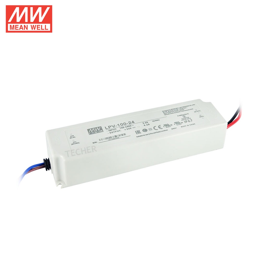 MEAN WELL LPV-100-24 Constant Voltage LED Driver 24V 4.2A 100W IP67 ...