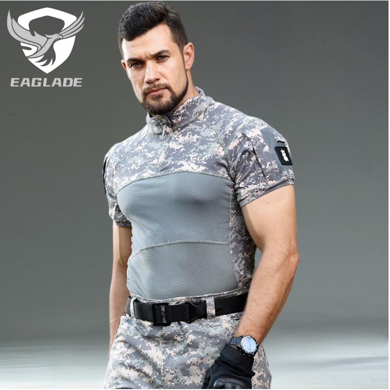 Eaglade เสื้อยืดแขนสั้น พิมพ์ลายกบยุทธวิธี YDJX-FG-DX In ACU ยืดหยุ่น ...