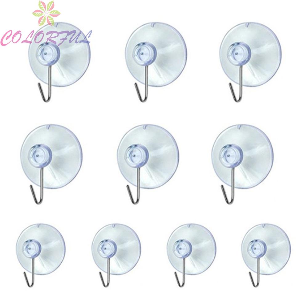 【COLORFUL】SUCTION CUP HOOKS Plastic Rack Blanket Clear For Hanging Coat ...