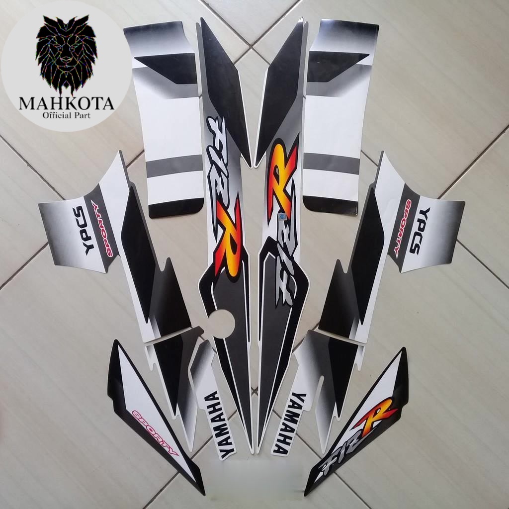 Putih HITAM สติกเกอร์เสารถจักรยานยนต์ Striping รายชื่อ Yamaha F1ZR fizr ...