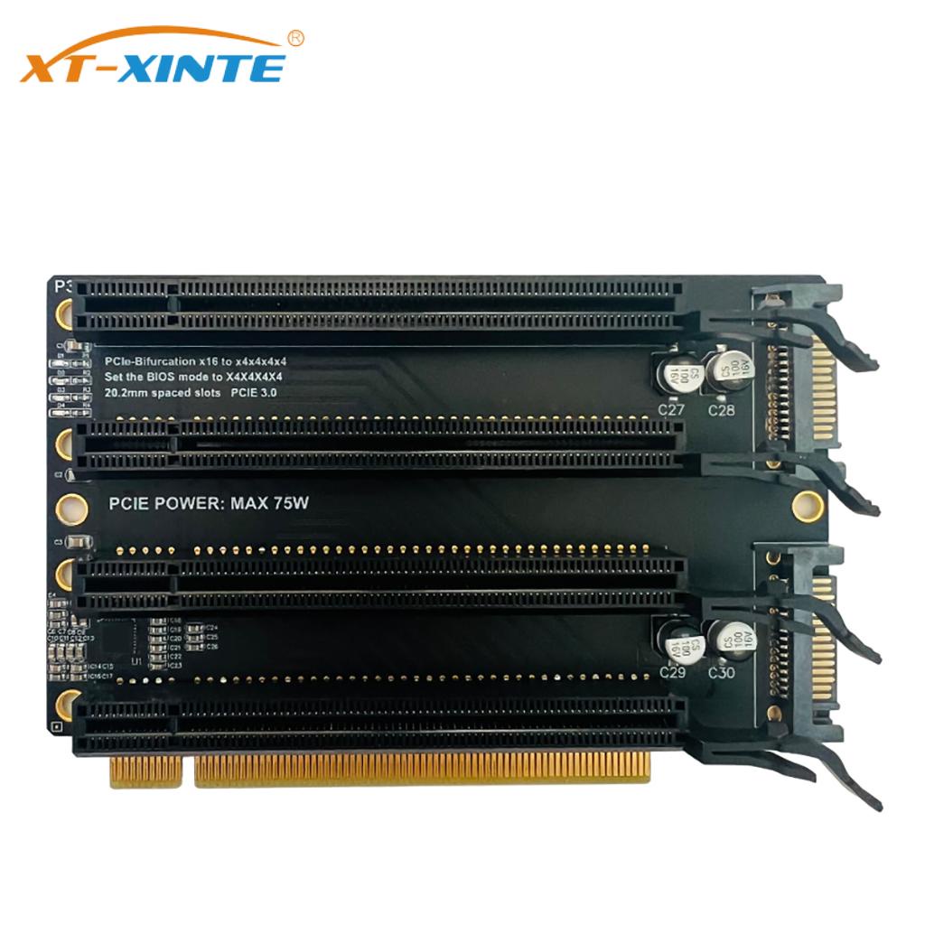 Xt-xinte อะแดปเตอร์การ์ดขยาย PCIe-Bifurcation x16 เป็น x4x4x4x4 PCI-E PCI-Express 3.0 x16 1 เป็น ...