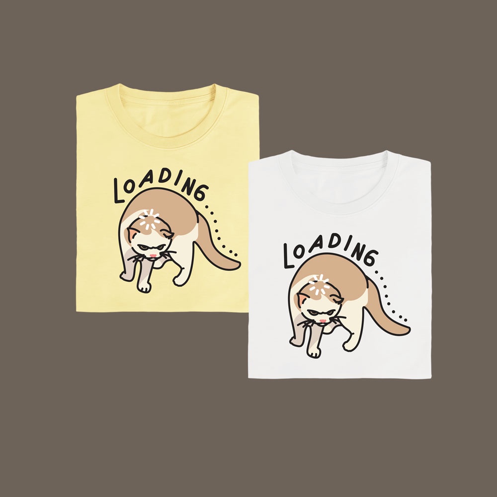 เสื้อยืด Loading cat meme เสื้อยืด T-shirt Unisex Cotton100% | Shopee ...