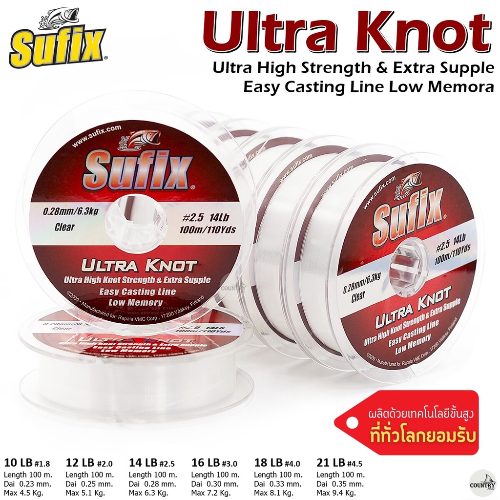 สายเอ็น Sufix Ultra Knot Precision Winding 100M สีขาว สายเอ็น ม้วนต่อ | Shopee Thailand