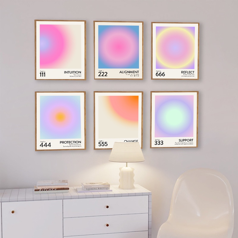 Angel Numbers Gradient Aura โปสเตอร์และพิมพ์ความงามดิจิตอลแรงบันดาลใจ ...