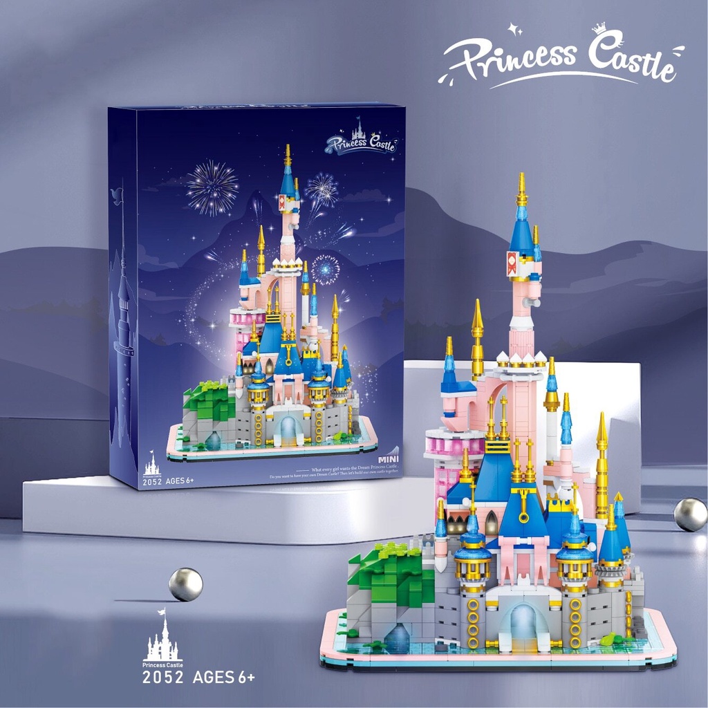 world park micro diamond block Disneyland Fairy Tales pink princess ...