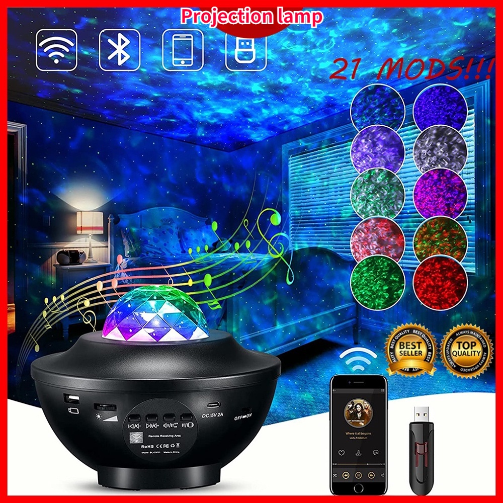 💖💖Colorful starry sky galaxy projector nightlight usb music player star ...