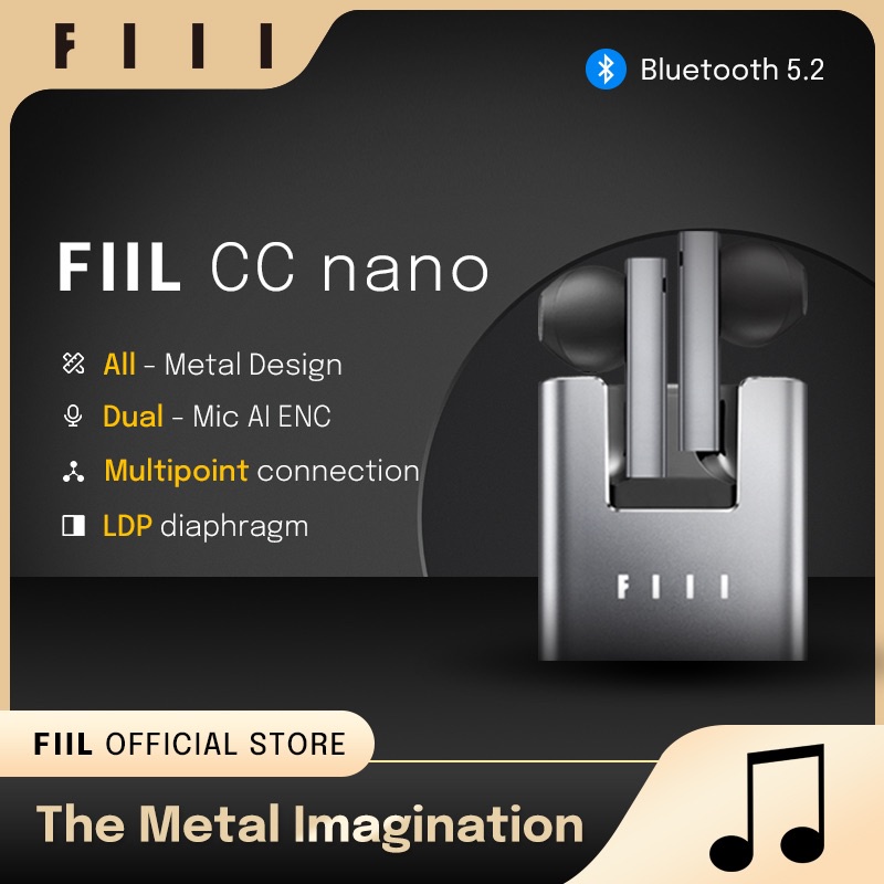 FIIL CC Nano Wireless Bluetooth 5.2 Headphones TWS Dual-Mic AI ENC ...