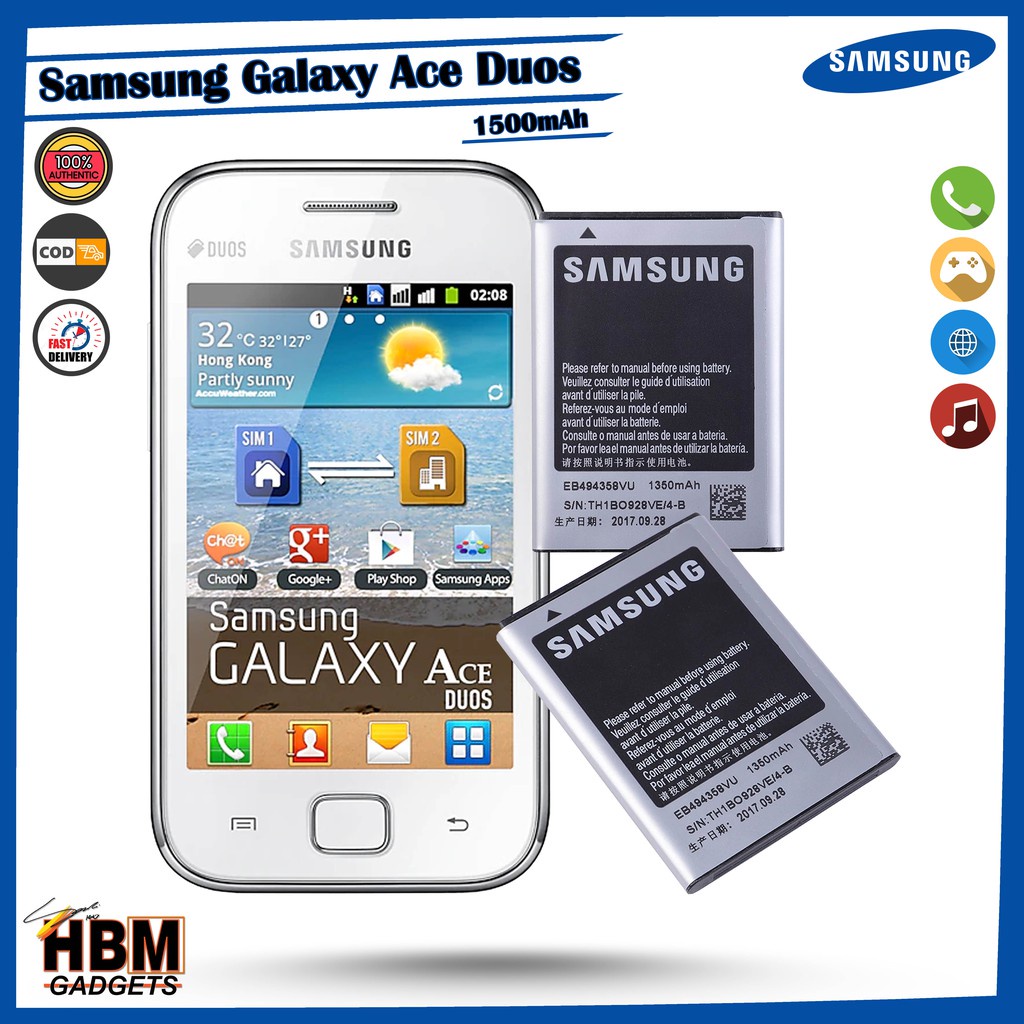 Samsung Galaxy Ace Duos Battery Model EB494358VU Battery manufacture ...
