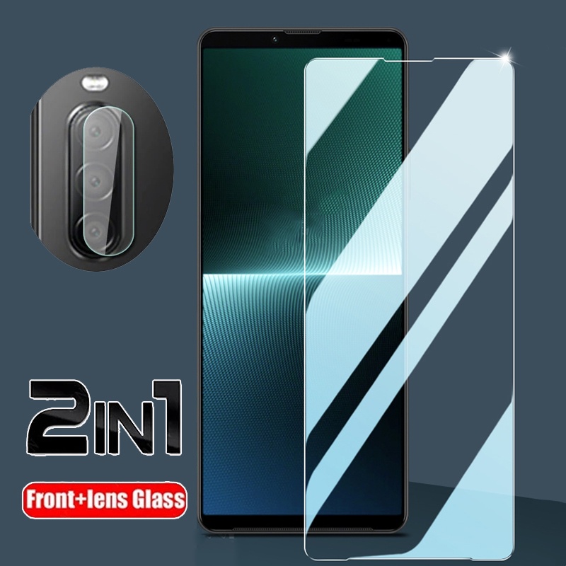 2in1 สําหรับ Sony Xperia 10v 1V 10 1 VI 5 V 5G 5v กล้องเลนส์ป้องกันฟิล์ม + ป้องกันหน้าจอกระจก ...