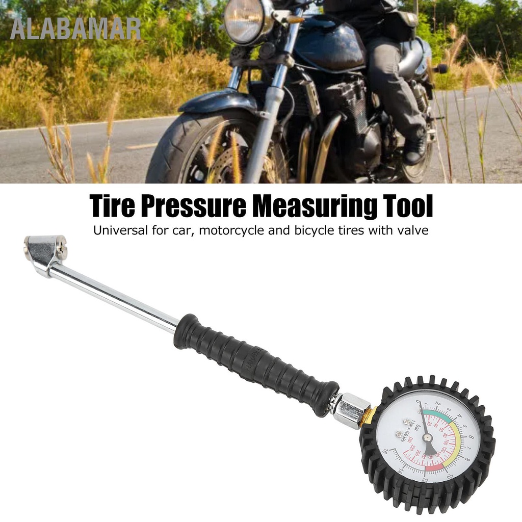 ALABAMAR เกจวัดแรงดันลมยาง 0-220 PSI Pointer Type Handheld Mechanical ...