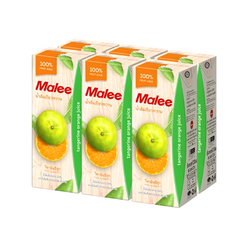 มาลี น้ำส้มเขียวหวาน100% 200ML. ไซส์ 6กล่อง MALEE TANGERINE ORANGE ...