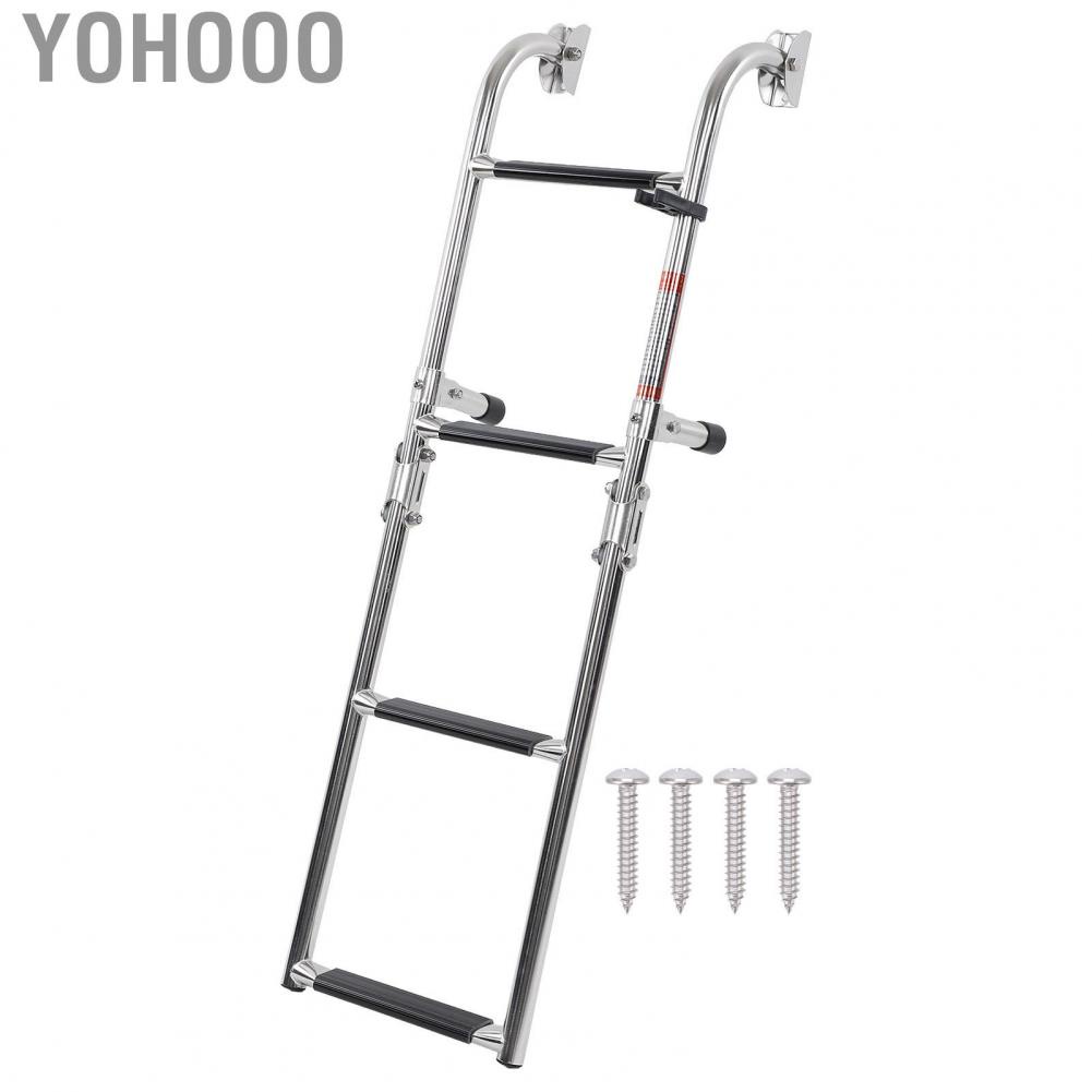Yohooo Pontoon Removable Ladder Boat Folding 4 Steps Ladder Oval Steps ...