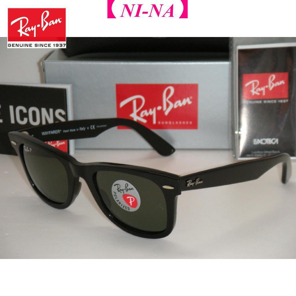 [Original ] Ray/ban Original Wayfarer แว ่ นกันแดด Black/Natural Green Polarized RB 2140 901/58 ...