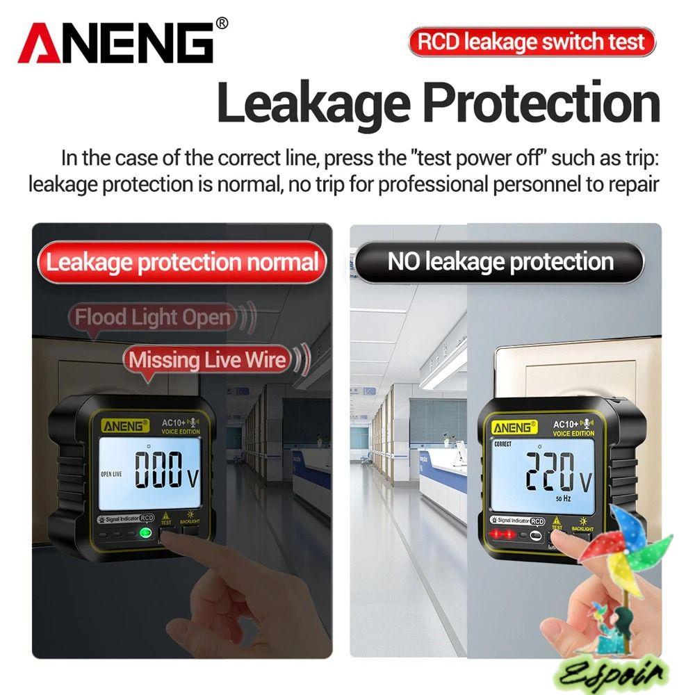 ESPO เครื่องทดสอบซ็อกเก็ตไฟฟ้าดิจิตอล ANENG AC10+ | Shopee Thailand