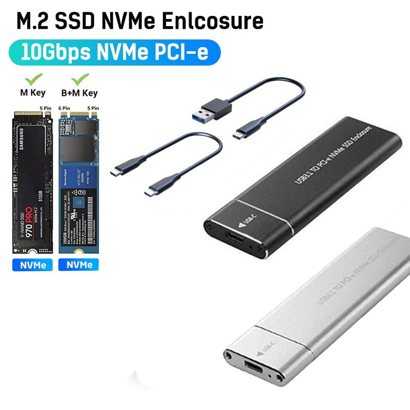 M.2 NVMe SSD Enclosure External M2 NVMe เคส M2 USB 3.1 Type C 10Gbps อะ ...