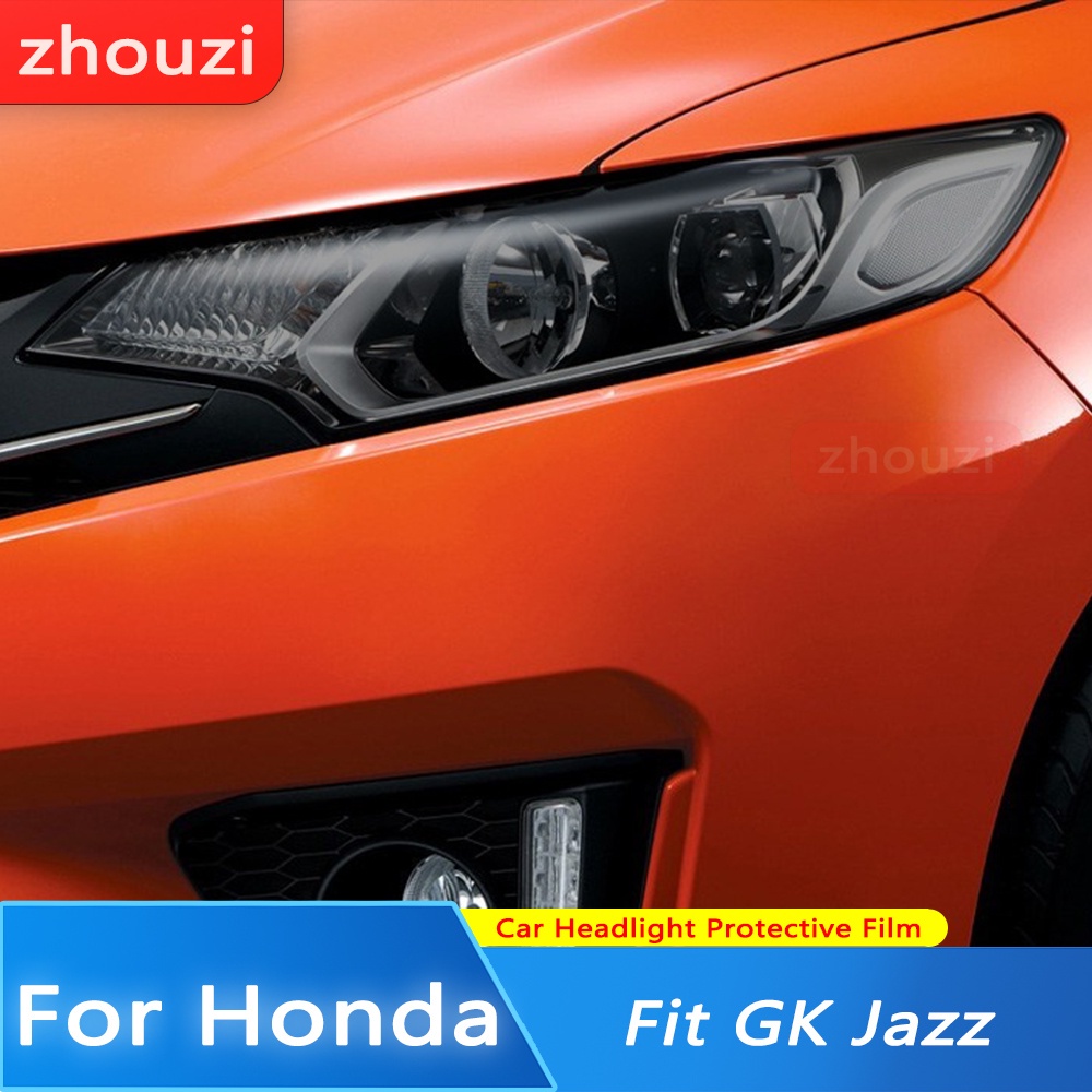 สติกเกอร์ฟิล์ม TPU ใส ป้องกันไฟหน้ารถยนต์ สีดํา สําหรับ Honda Fit GK ...